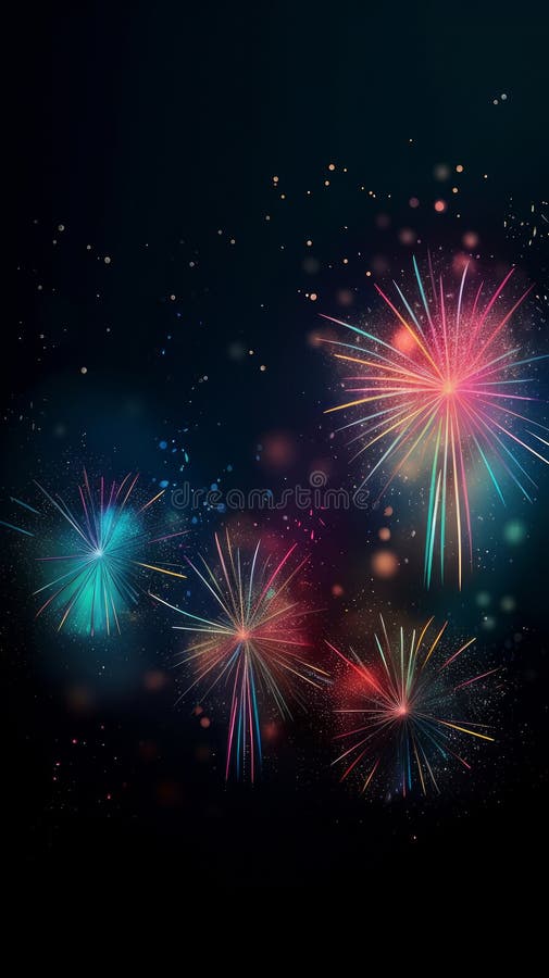 Dark Holiday Firework Background. Illustration Generative AI Stock ...
