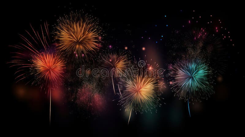 Dark Holiday Firework Background. Illustration Generative AI Stock ...