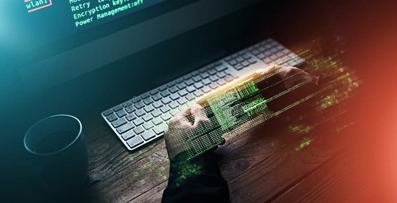 Dark Hologram And A Hacker For Cyber Security Cloud Computing Or Connection To Computer System