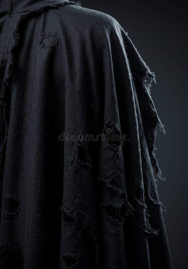 Dark Hooded Cape with Torn Fabric Texture Stock Illustration ...