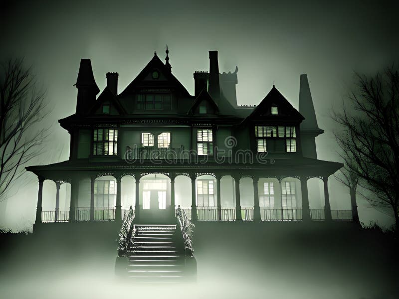 Dark House in the Forest, Ai Generated Stock Illustration ...