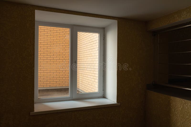 View from the Window of a Blank Wall. Stock Image - Image of house ...