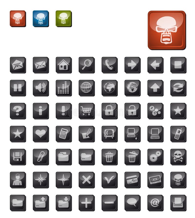 Dark icon set stock illustration. Illustration of icon - 10818526