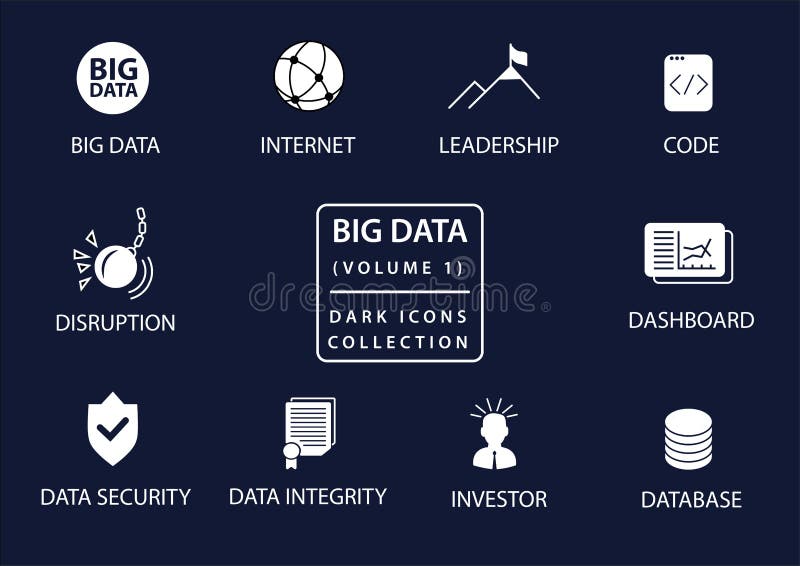 Big Data Icon Set in Flat Design Stock Vector - Illustration of ...