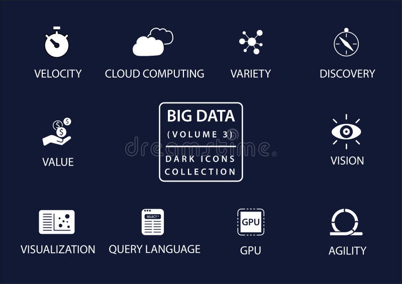 Big Data Icon Set in Flat Design Stock Vector - Illustration of ...