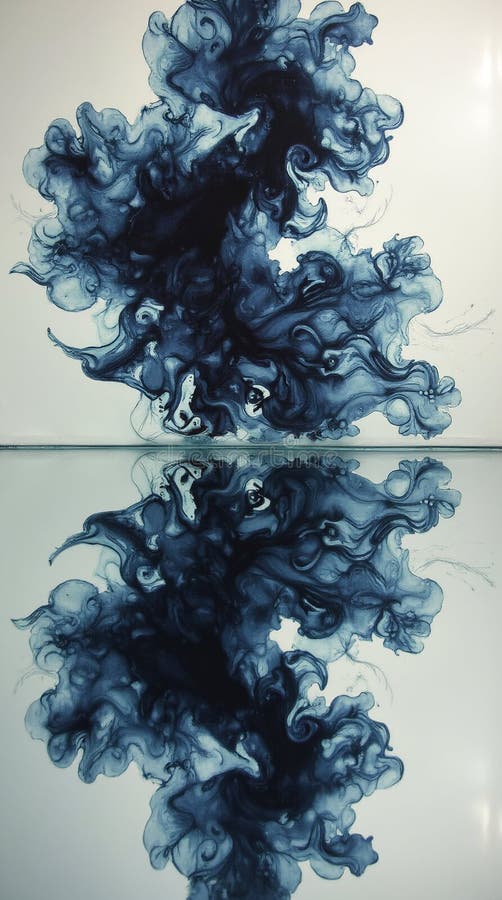 Dark Indigo Ink Flows and Blends Against a Light Background. Stock ...