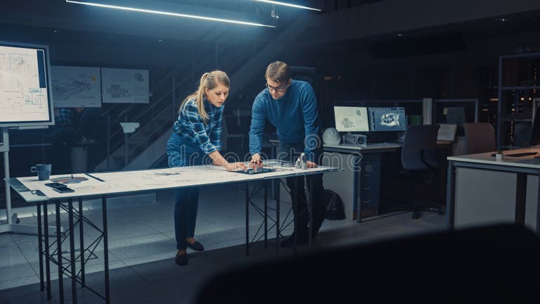 In the Dark Industrial Design Engineering Facility Male and Female ...