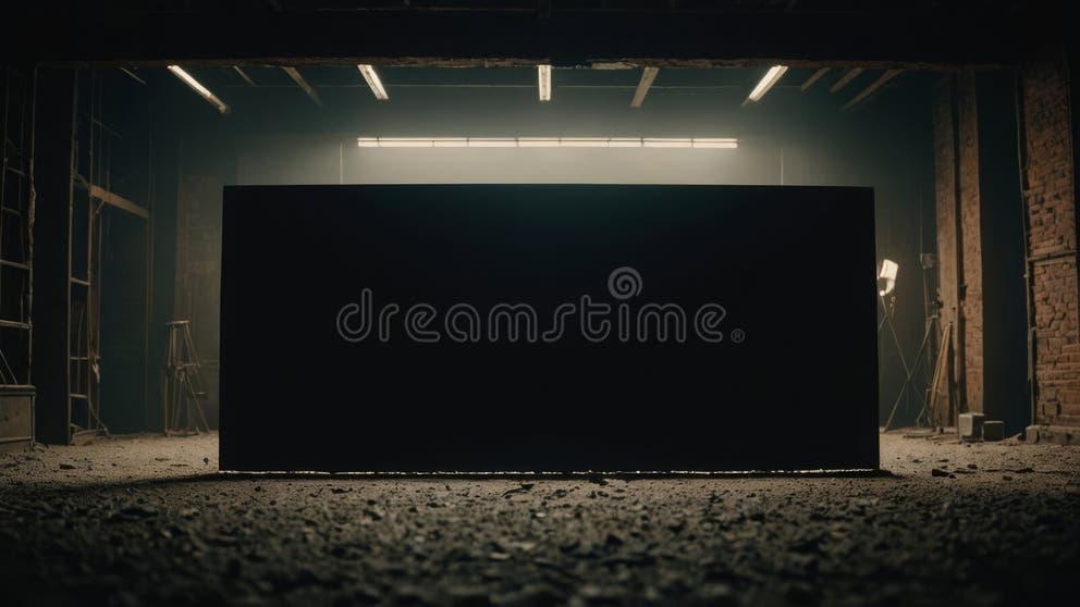 Dark Industrial Space with a Large Black Rectangular Structure Stock ...