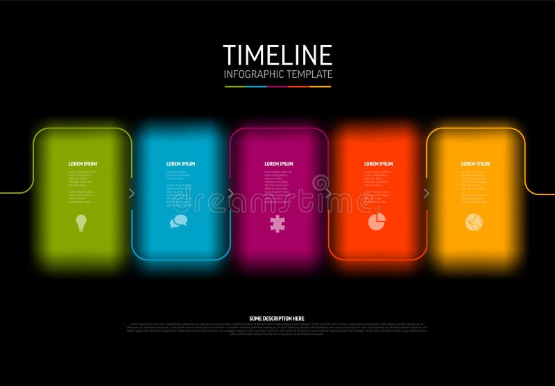 Dark Infographic Template with Five Color Lights Blocks Stock Vector ...