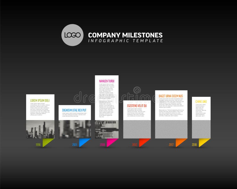 Dark Infographic Timeline Report Template with Bubbles Stock Vector ...