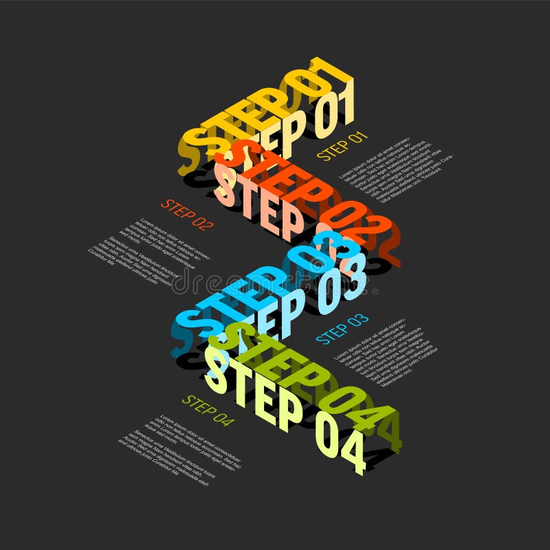 Infogrpahic with Four Steps Diagram Template on Dark Template Stock ...