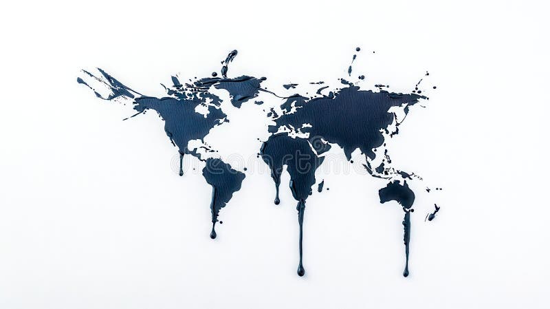 Ink Bleeding World Map Symbolizing Global Issues on White Background ...