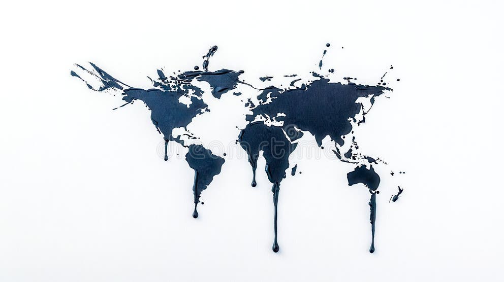 Ink Bleeding World Map Symbolizing Global Issues on White Background ...