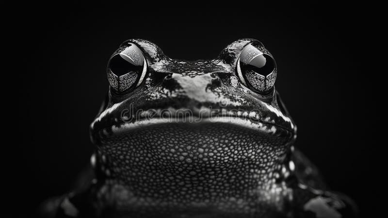 Shadowed Amphibian: Monochrome Frog Portrait. Generative AI Stock Photo ...