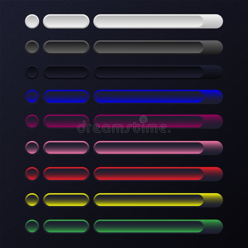 Dark Interface Button Icon Set in Flat Style. Stock Vector ...