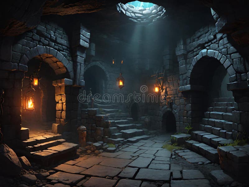 Dark Interior of the Castle with a Window Stock Illustration ...