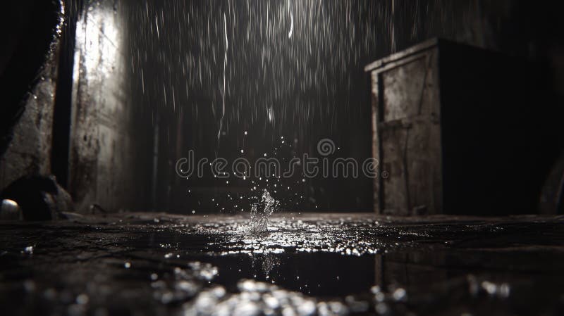 Dark Interior with Rain Falling through a Window Creating a Moody ...