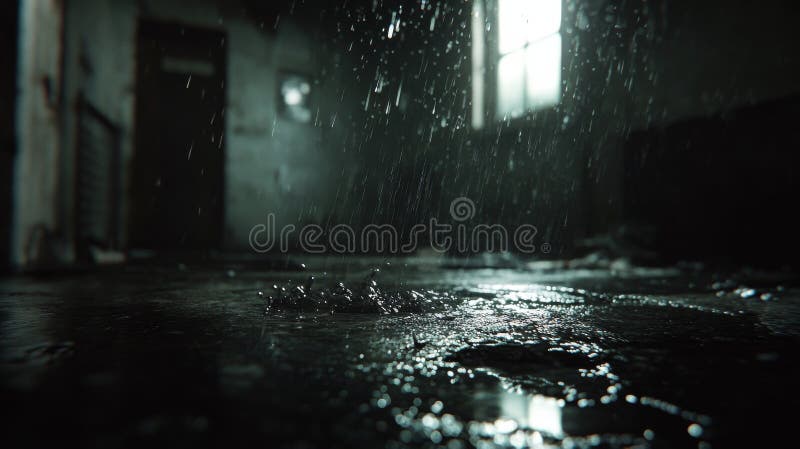 Dark Interior with Rain Falling through a Window Creating a Moody ...