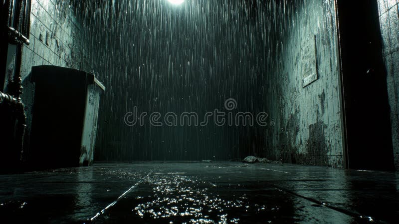 Dark Interior with Rain Falling through a Window Creating a Moody ...