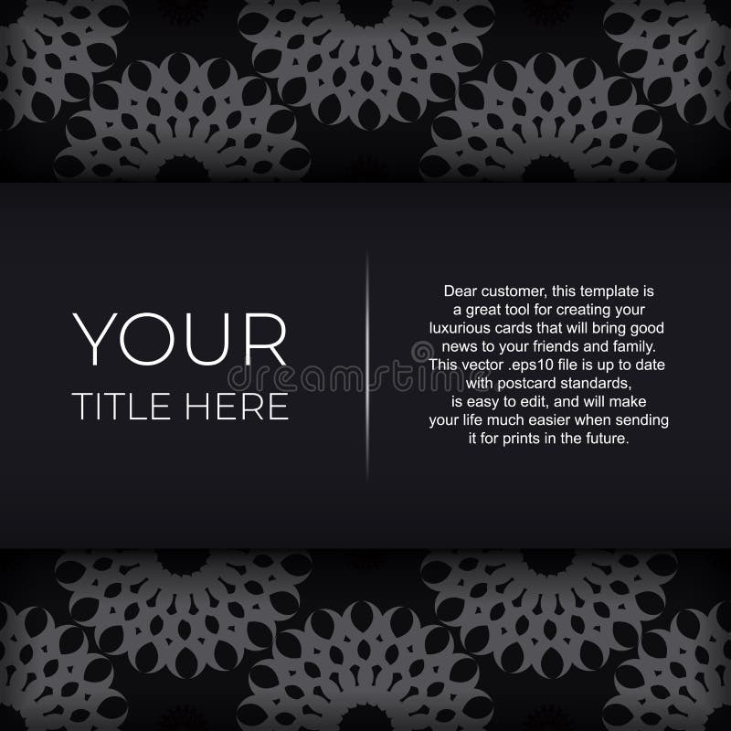 Dark Invitation Card Design with Abstract Silvery Ornament. Elegant and ...