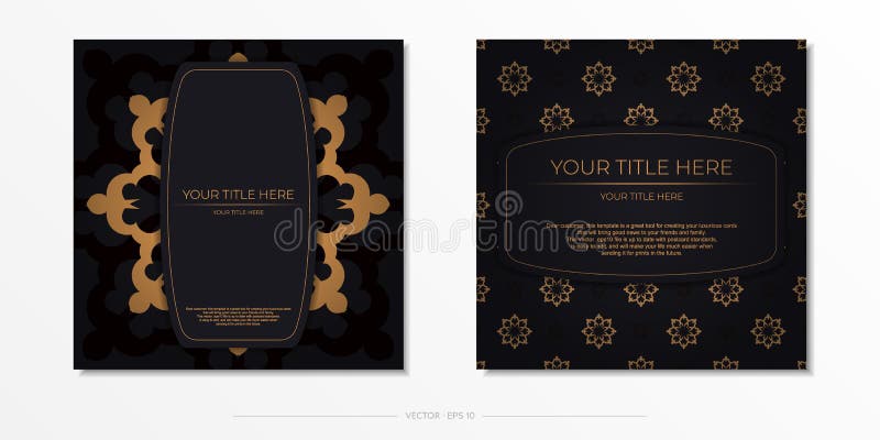 Dark Invitation Card Design with Abstract Vintage Ornament. Elegant and ...
