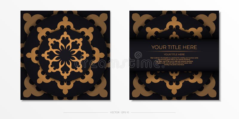 Dark Invitation Card Design with Abstract Vintage Ornament. Elegant and ...