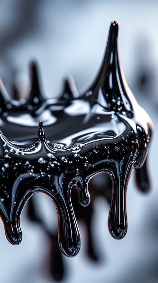Dark, Jagged-edged Scales Drip Glossy Black Liquid, Creating an Intense ...
