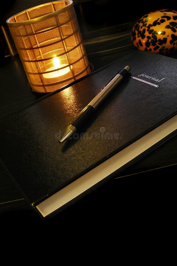 Dark Journal and Candle stock image. Image of light, unique - 3082441
