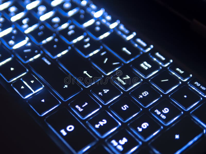 Dark Keyboard with Blue Backlight Stock Image - Image of back, computer ...