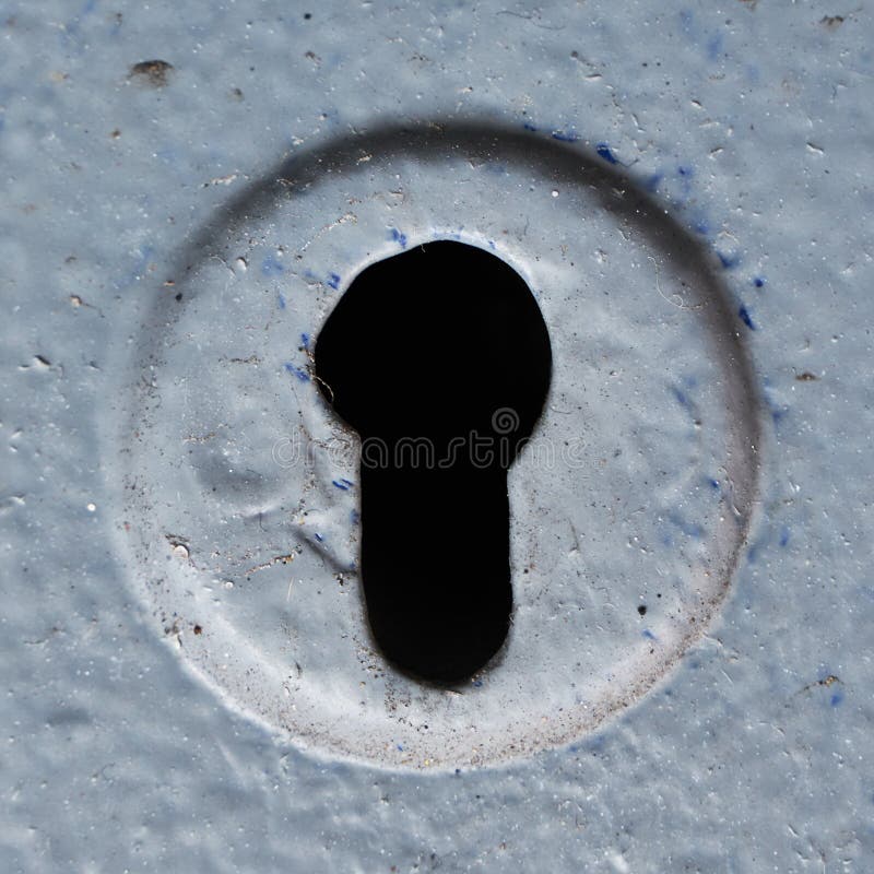 Dark Keyhole in a Grey Metal Painted Door Stock Image - Image of open ...