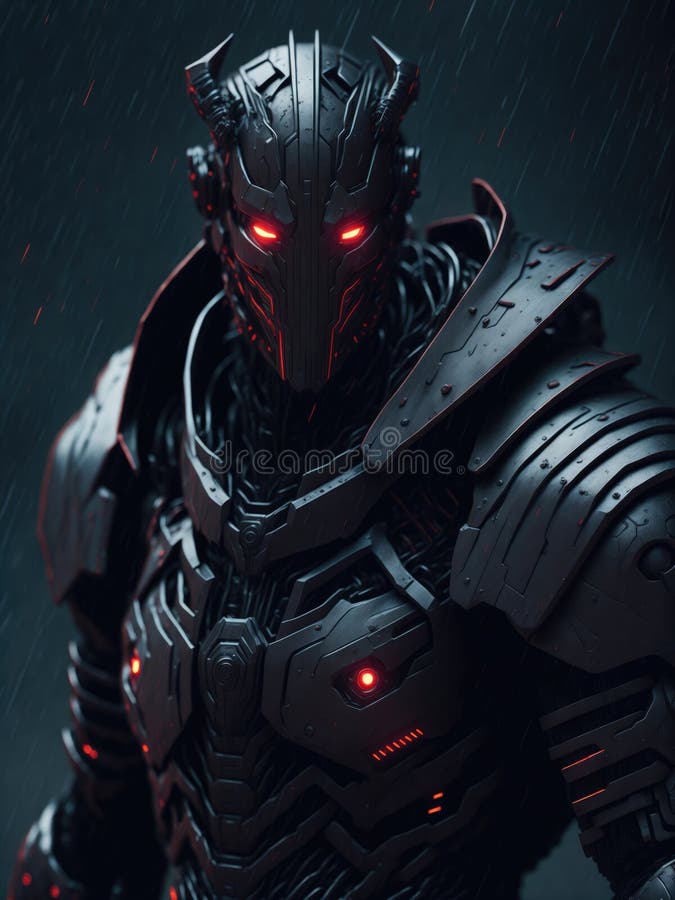 Dark knight armored robot stock illustration. Illustration of darkness - 276845811