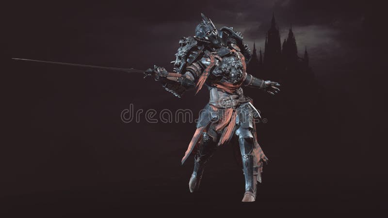 Dark knight men 3d render stock illustration. Illustration of ancient ...