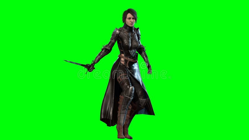Dark knight lady 3d render stock illustration. Illustration of medieval ...