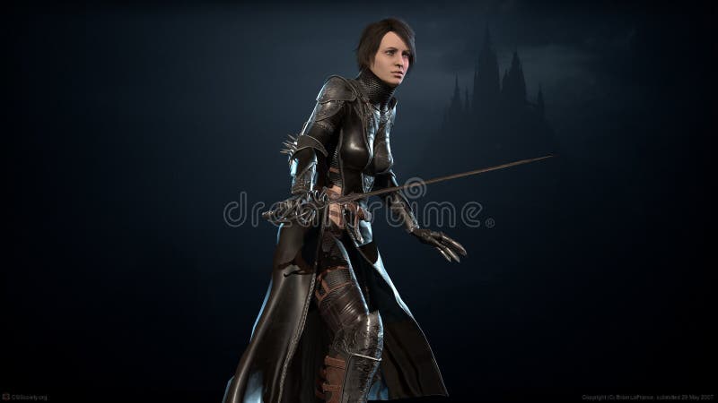 Dark knight lady 3d render stock illustration. Illustration of iron ...