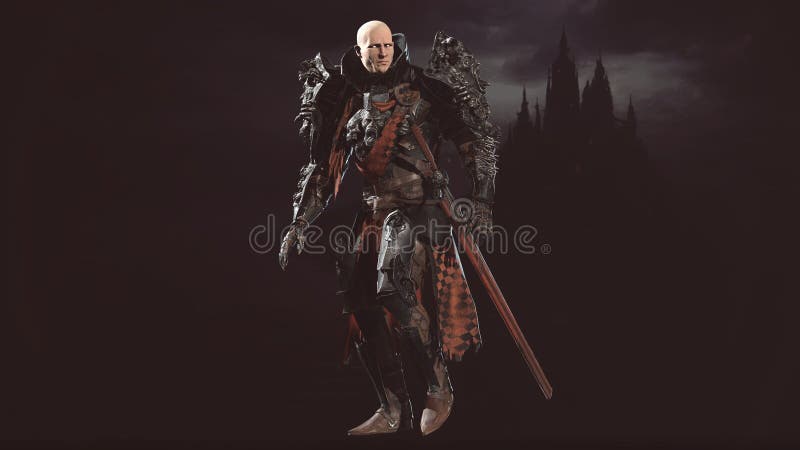 Dark knight men 3d render stock illustration. Illustration of weapon ...