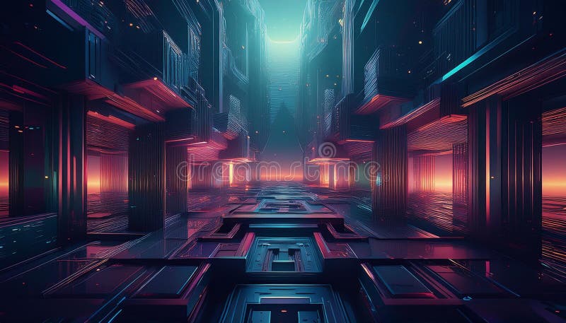 Dark labyrinth stock illustration. Illustration of lighting - 338059808