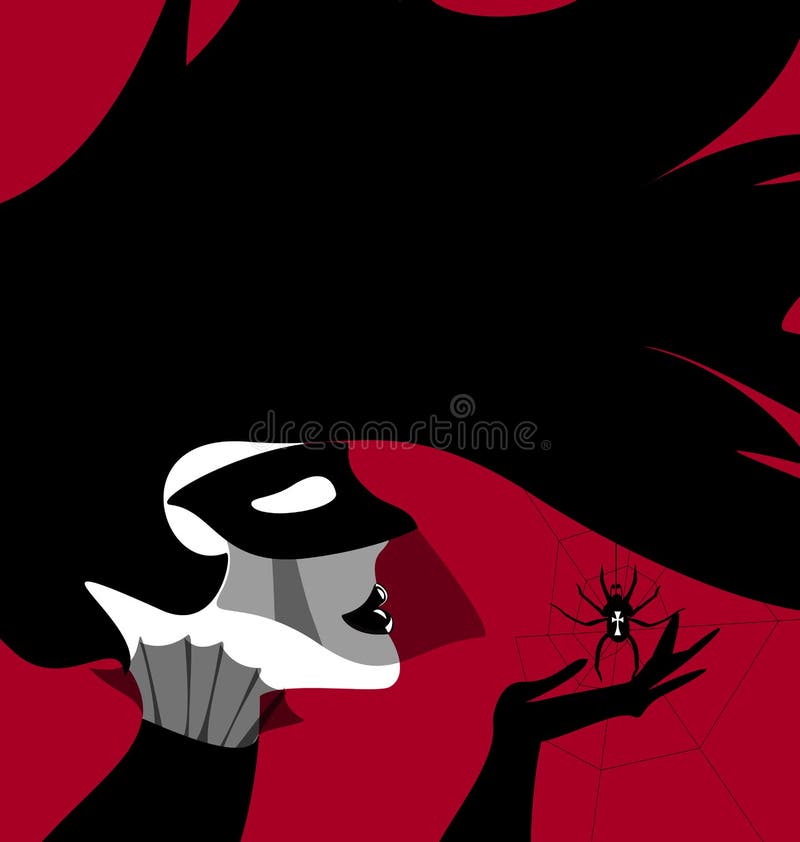 Dark lady and spider stock vector. Illustration of gothic - 43798652