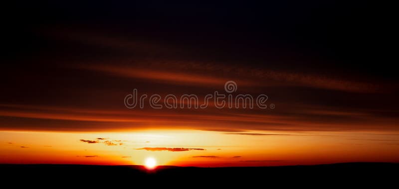 Dark Landscape of Beautiful Sunset with Clouds. Natural Background ...