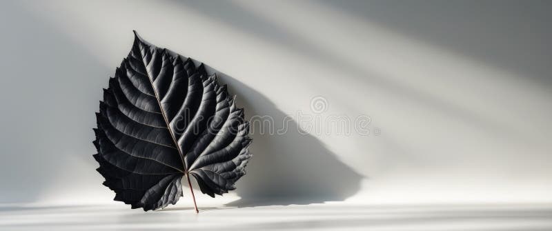 Dark Leaf and Its Sharp Shadows Cast on a Surface Stock Photo - Image ...