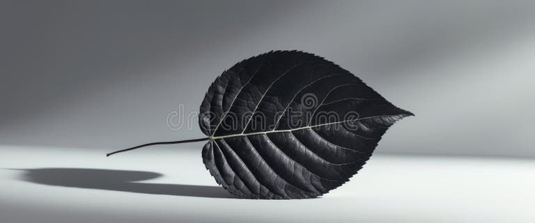 Dark Leaf and Its Sharp Shadows Cast on a Surface. Stock Photo - Image ...