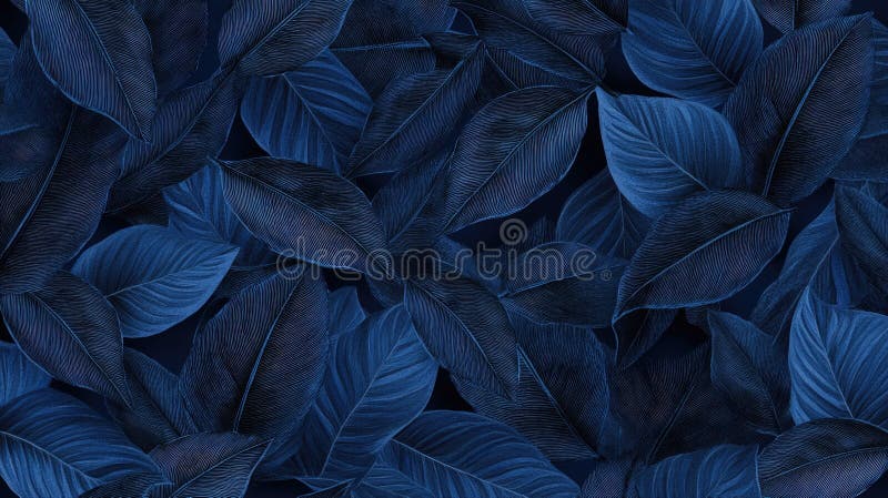 Dark Leaf Pattern Wallpaper Stock Image - Image of artistic, blue ...