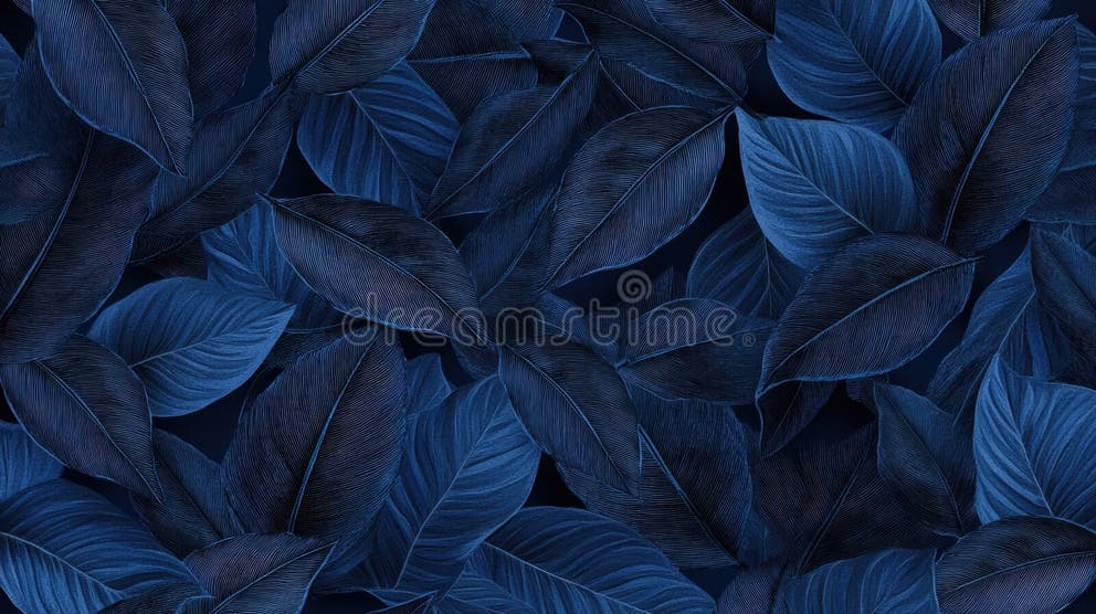 Dark Leaf Pattern Wallpaper Stock Image - Image of artistic, blue ...