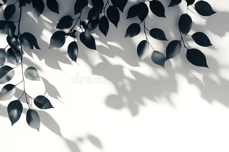 Dark Leaves and Shadows on White Background Stock Illustration - Illustration of minimal, leaves ...