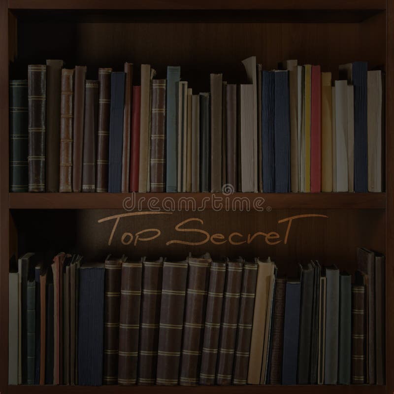 Dark Library Bookshelf with Top Secret Shaped Beam of Light on it ...