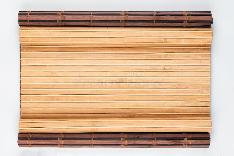Dark and Light Bamboo Rug with Curled Edges. View from Above Stock ...