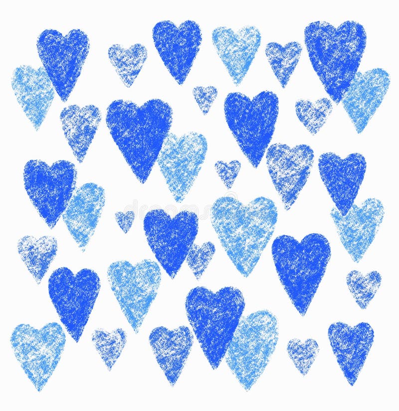 Dark and Light Blue Hearts on White Background. Stock Illustration ...