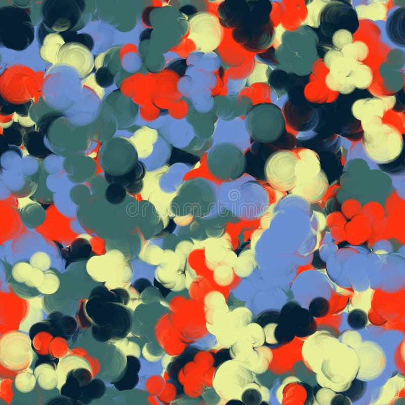 Dark and Light Blue, Red, Yellow and Grey Circles. Seamless Pattern ...
