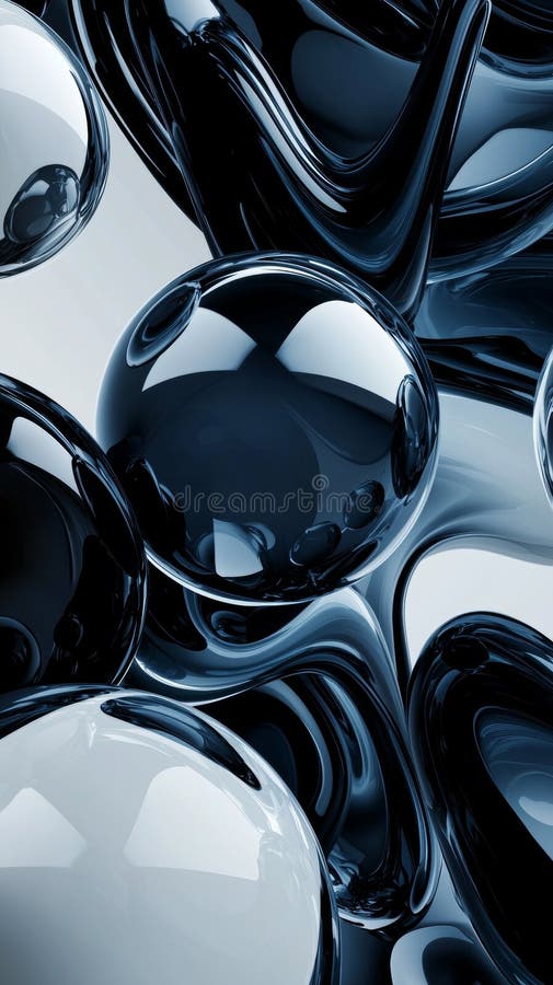 Dark and Light Gray Metallic Spheres are Merging with a Swirling Mass ...