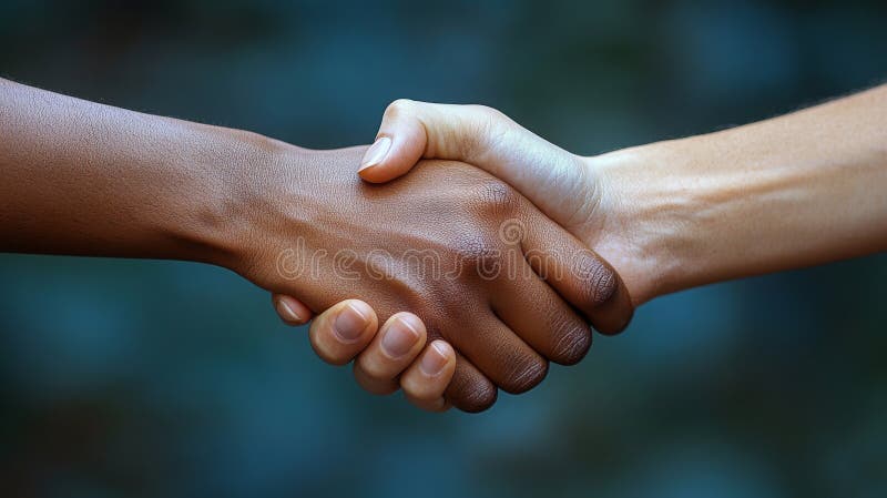 Two Hands Shaking in a Gesture of Friendship Against a Blurred Green ...