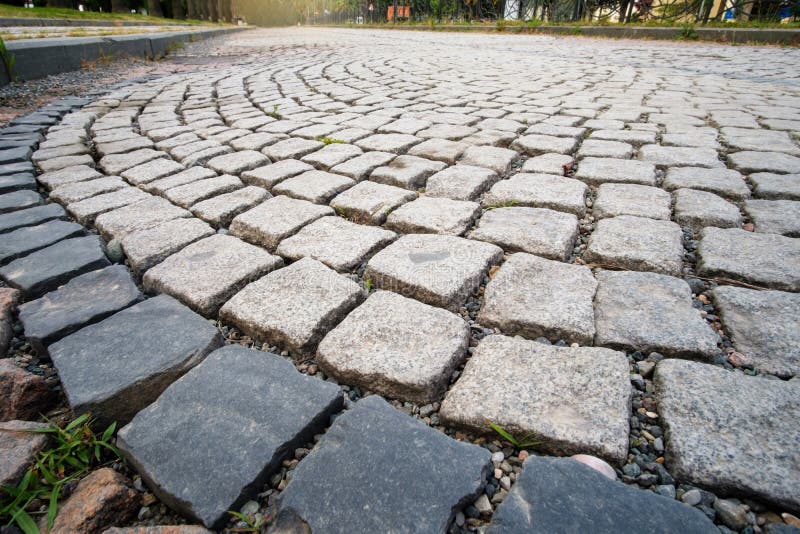 Dark and Light Traditional Stone Pavement in Perspective Stock Image ...